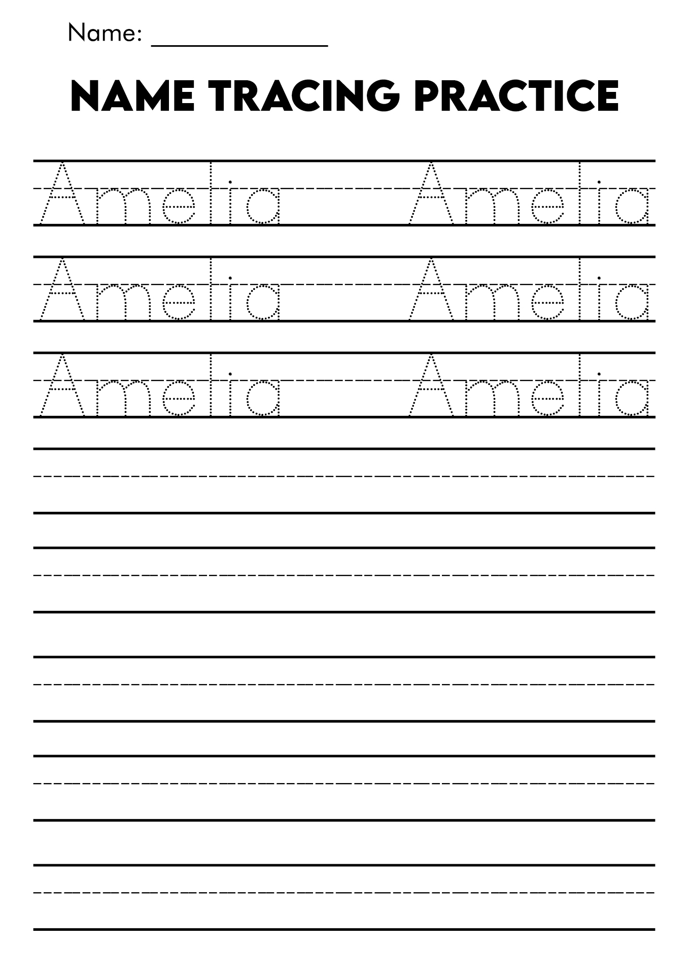 Free Printable Name Practice Worksheets - Printable Worksheets