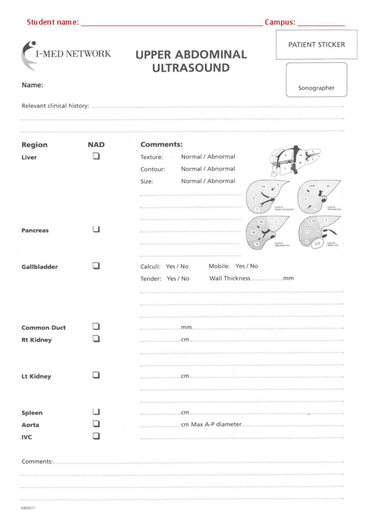 Abdominal Ultrasound Free Printable Ultrasound Worksheets - Printable ...