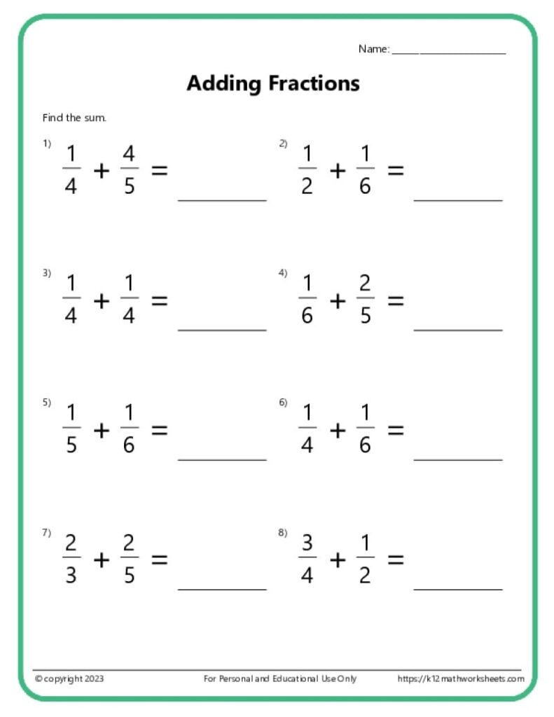 Common Denominator Worksheet Free Printables - Printable Worksheets