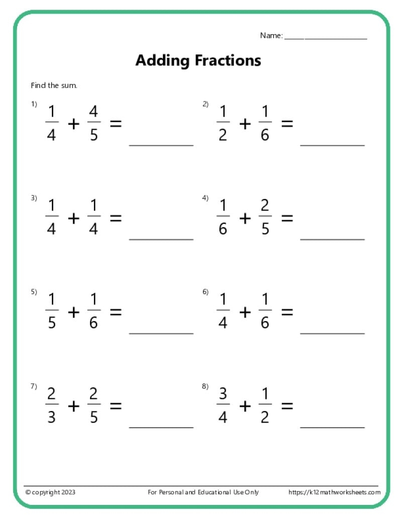 Common Denominator Worksheet Free Printables - Printable Worksheets
