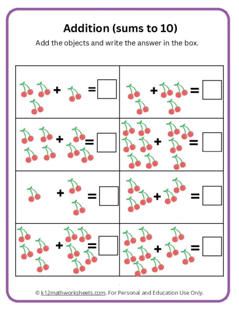 Free Printable Addition With Objects Worksheets - Printable Worksheets
