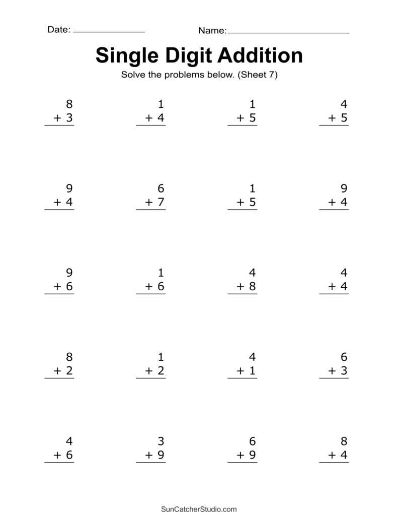 Free Printable Basic Addition Worksheets - Printable Worksheets