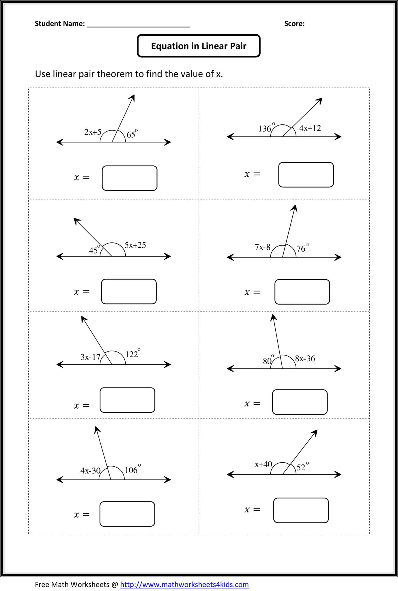 Free Printable Math Worksheets Angles - Printable Worksheets