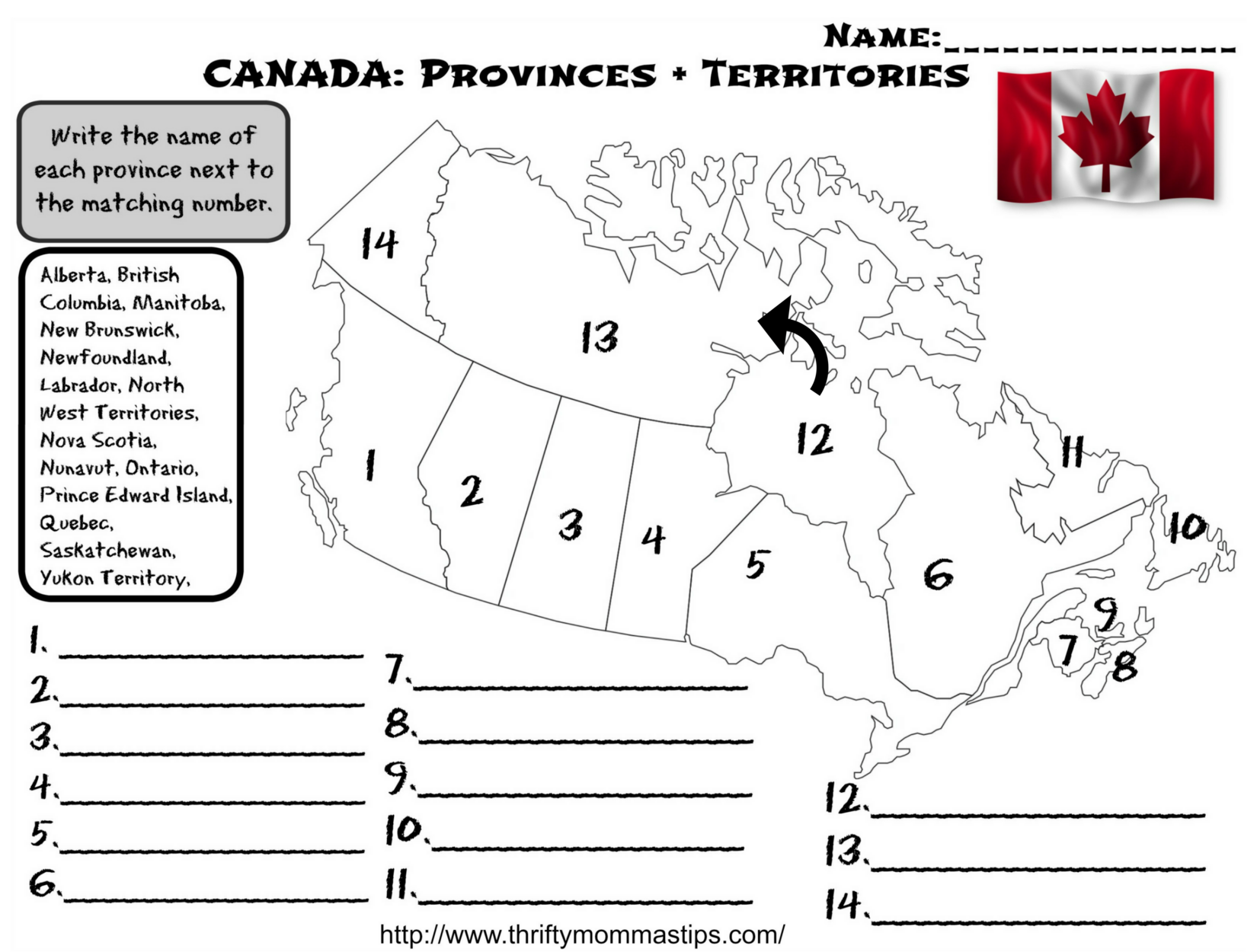 Free Printable Canadian Map Worksheets - Printable Worksheets