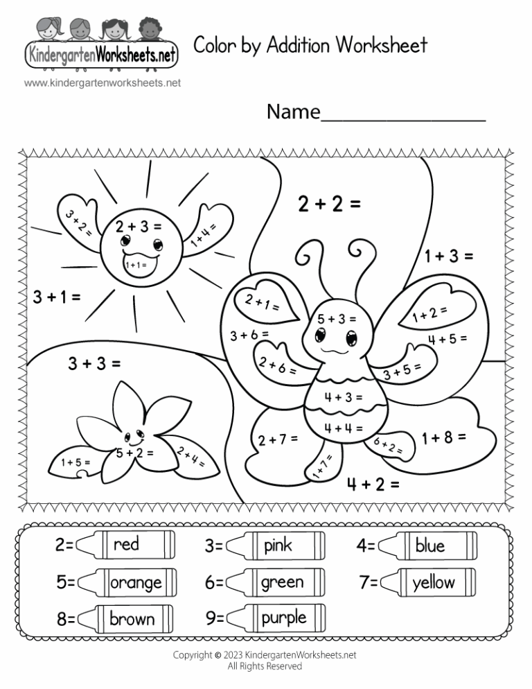 Free Printable Color By Sum Worksheets - Printable Worksheets