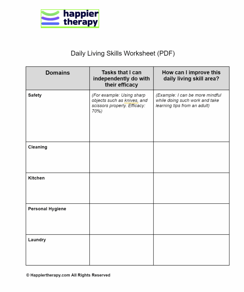 Free Printable Basic Living Skills Worksheets - Printable Worksheets