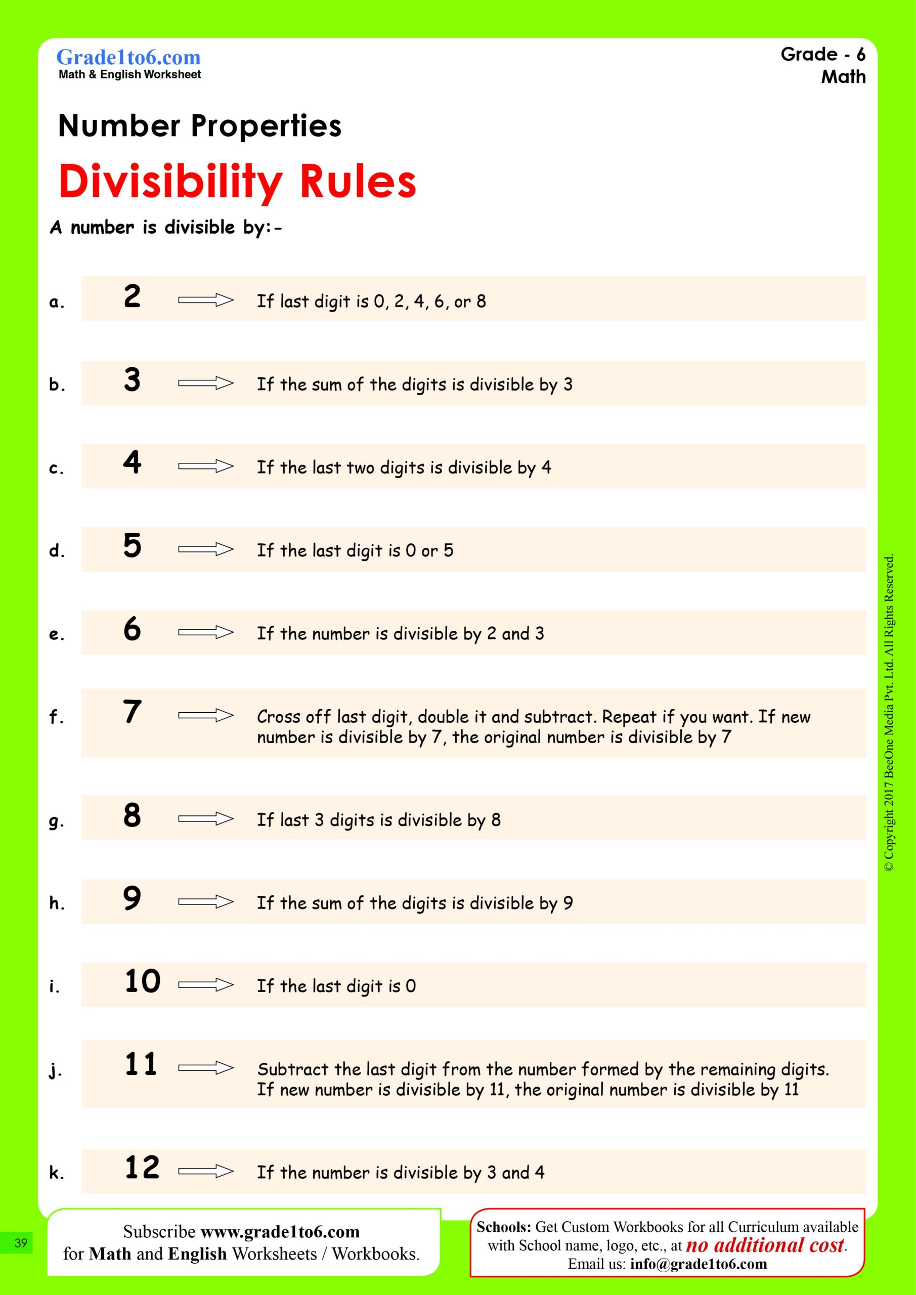 Free Printable Divisibility Rules Worksheets - Printable Worksheets