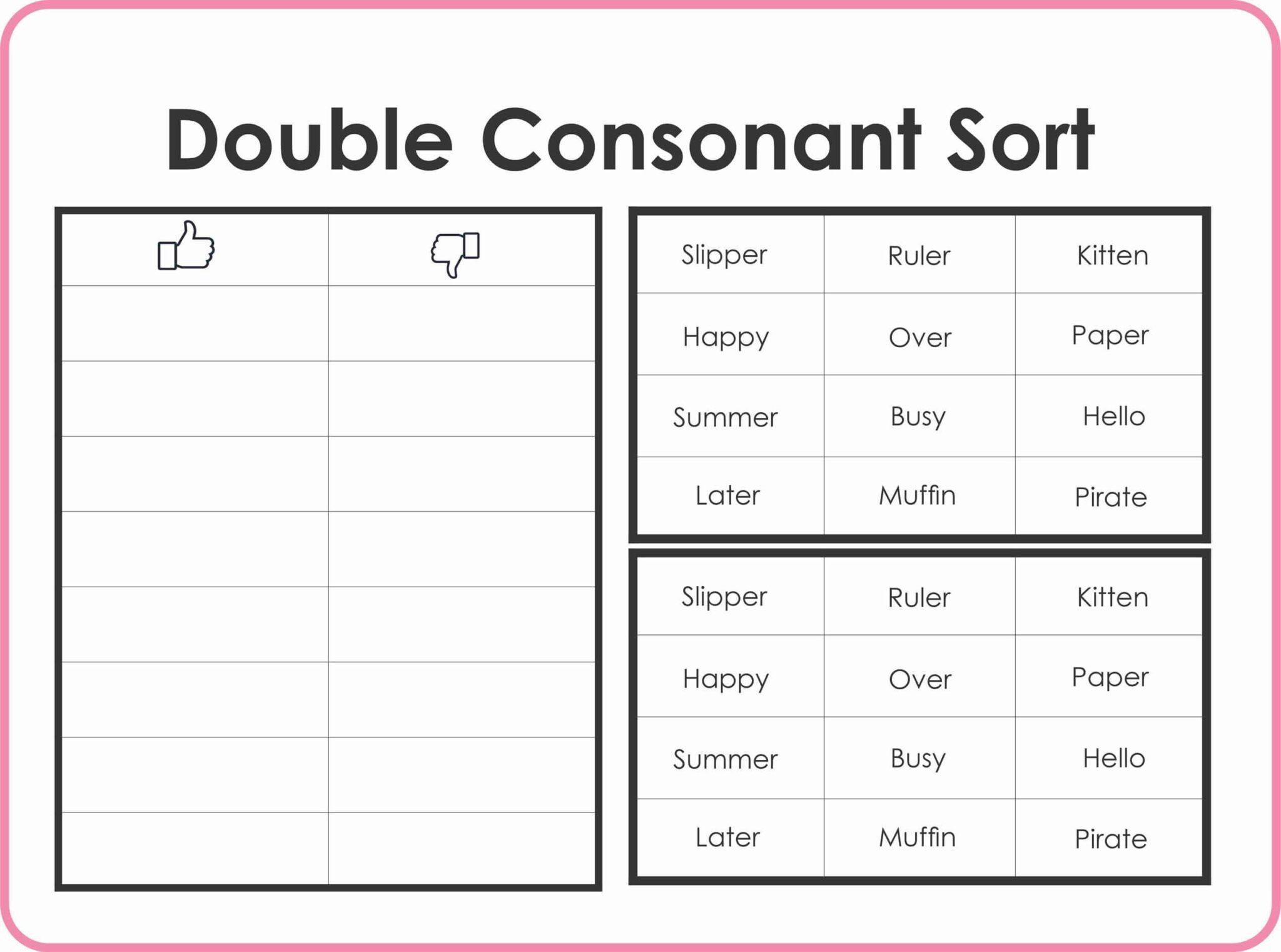 Double Consonant Worksheets Free Printable - Printable Worksheets