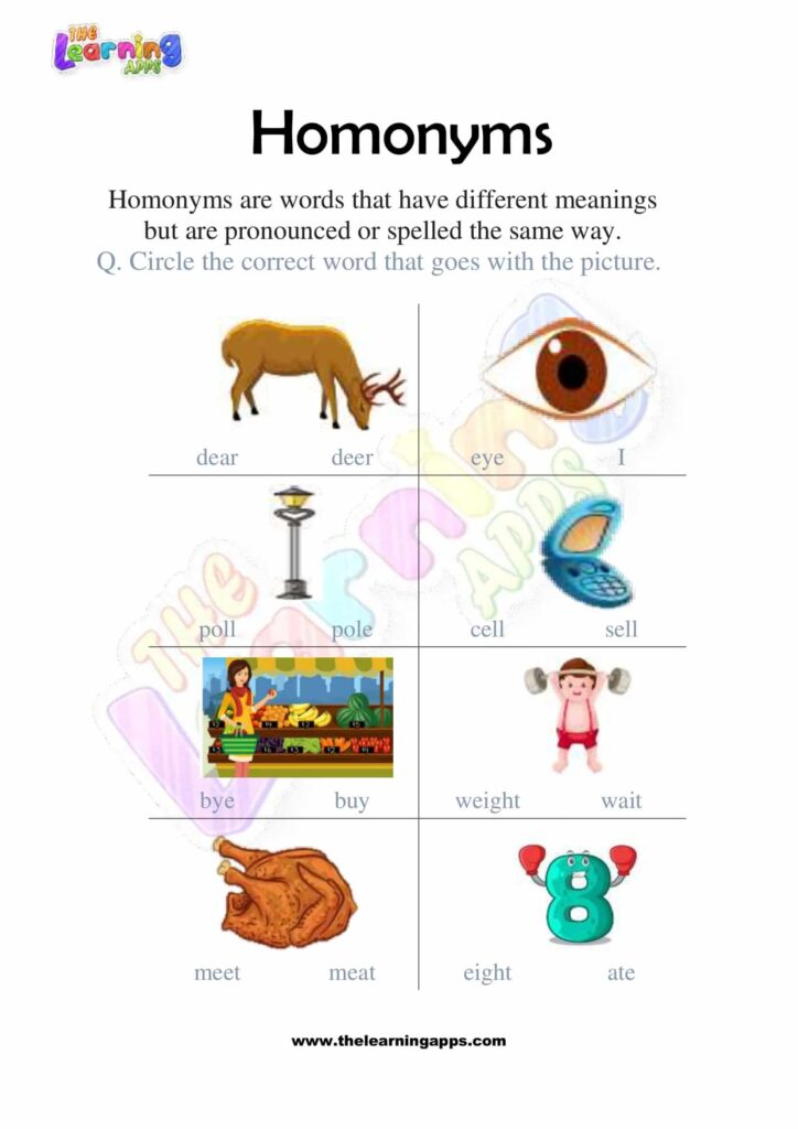 Free Printable Homonyms Worksheets - Printable Worksheets