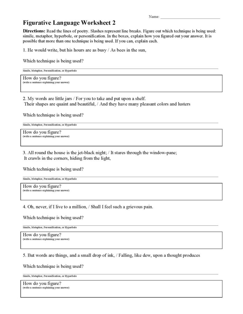 Free Printable Figurative Language Worksheets - Printable Worksheets