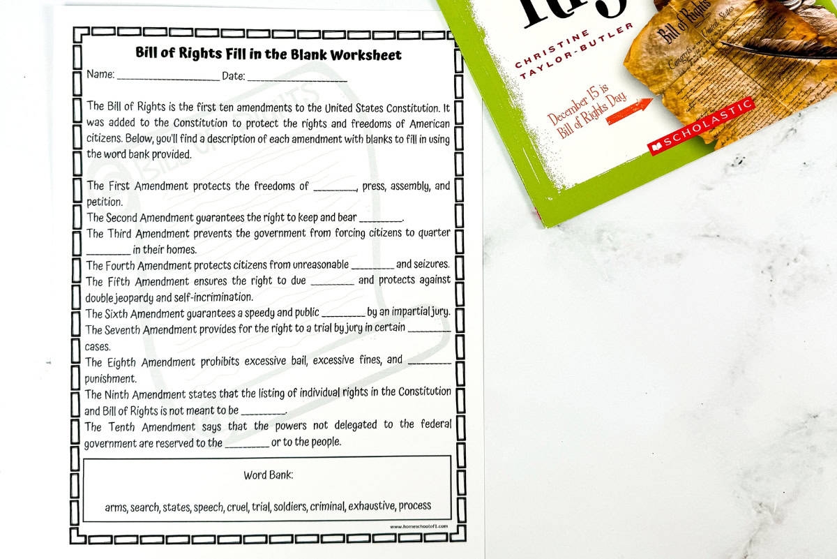 Free Printable Worksheets Bill Of Rights - Printable Worksheets