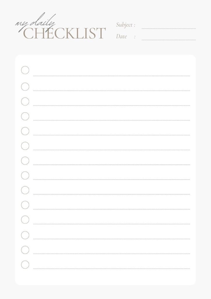 Free Printable Checklist Worksheets - Printable Worksheets