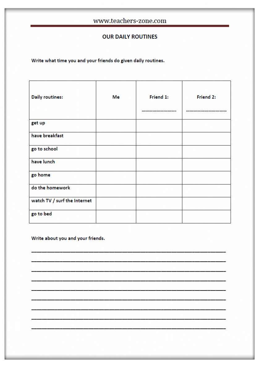 Daily Routine Free Printable Worksheets - Printable Worksheets