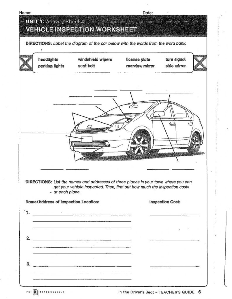 Free Printable Drivers Ed Worksheets - Printable Worksheets
