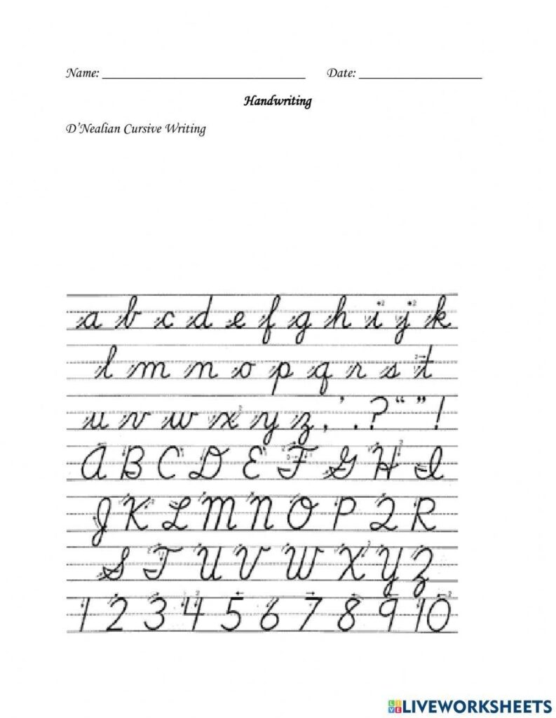 Free Printable Dnealian Cursive Handwriting Worksheets - Printable ...