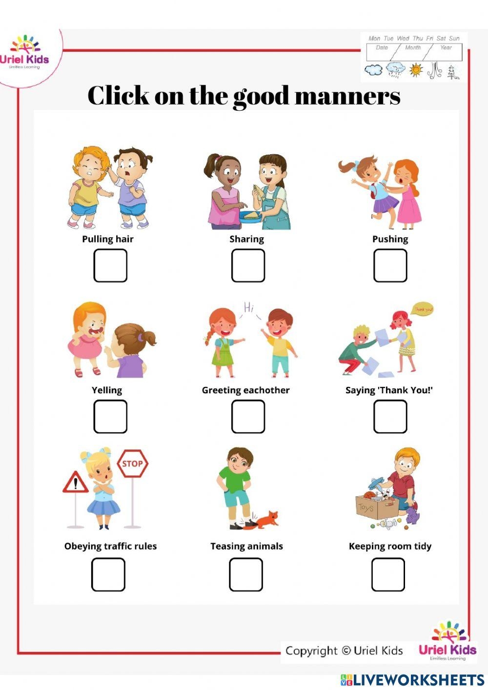 Free Printable Manners Worksheets - Printable Worksheets