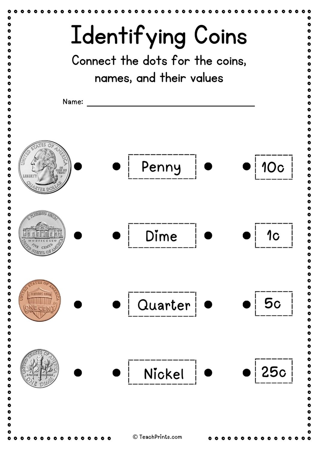 Free Printable Coin Identification Worksheets - Printable Worksheets