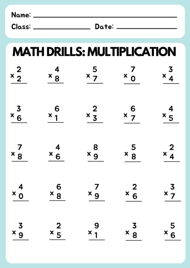 Free Printable Multiplication Worksheets - Printable Worksheets