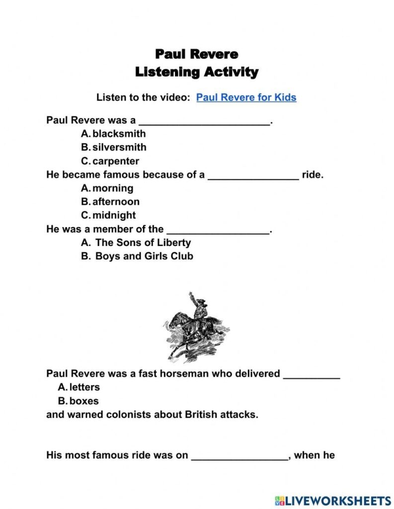 Free Printable Paul Revere Worksheets - Printable Worksheets