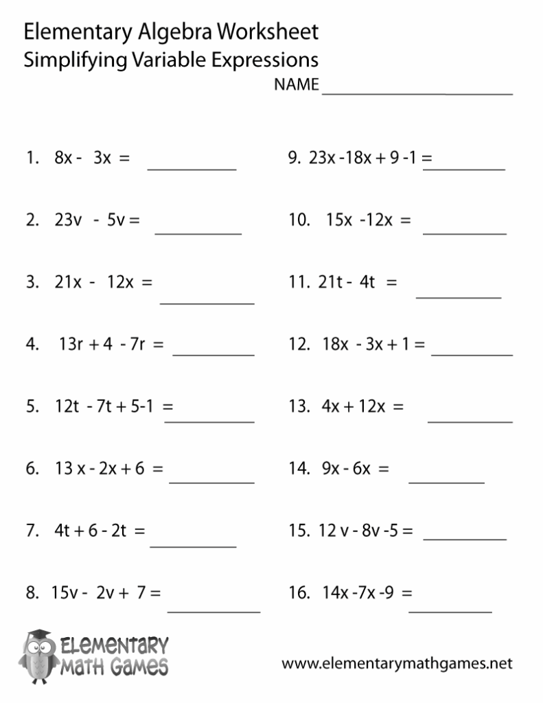 Free Printable Algebraic Expressions Worksheets - Printable Worksheets