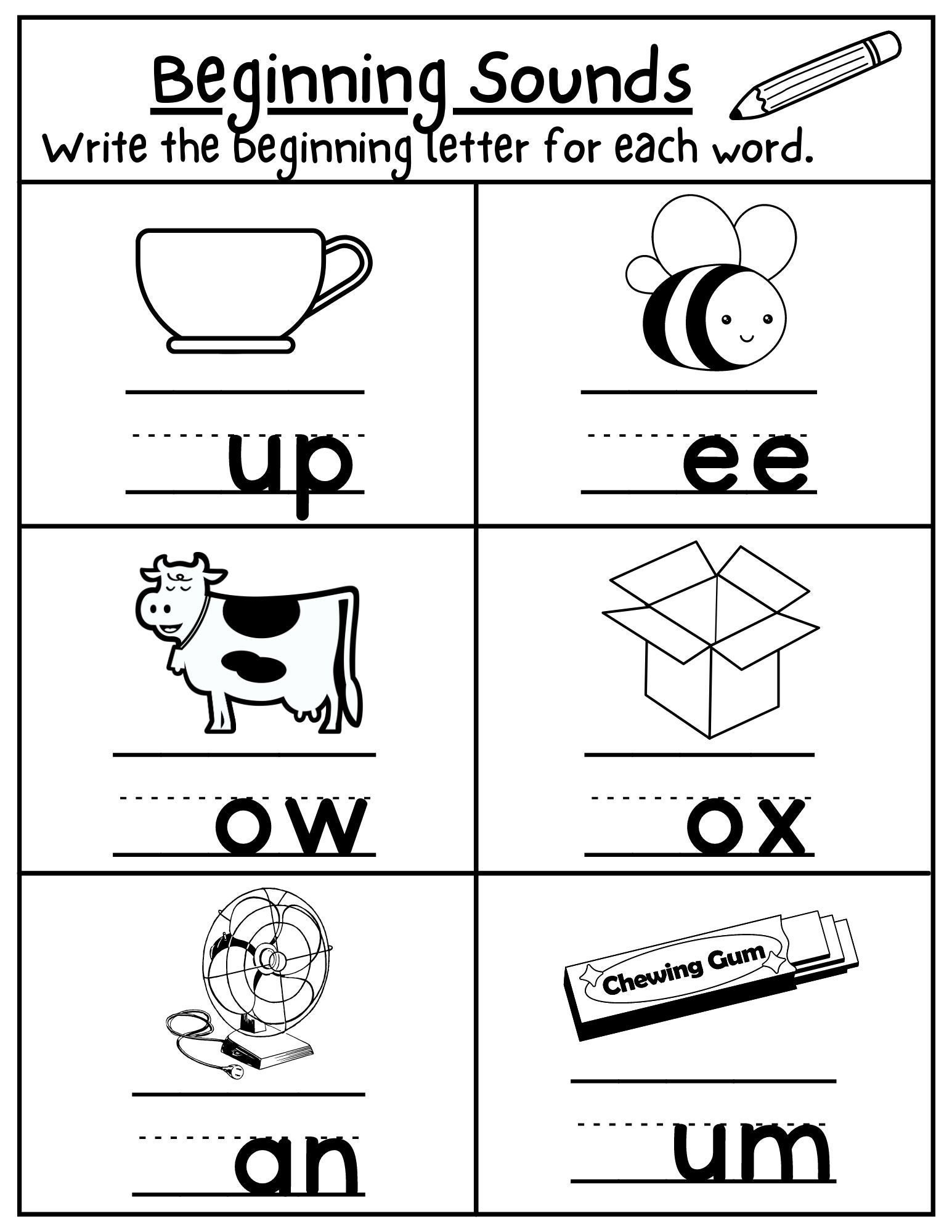 Beginning Sounds Worksheets Free Printable - Printable Worksheets