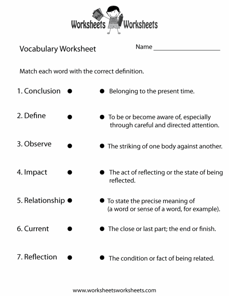 Free Printable Esl Vocabulary Worksheets - Printable Worksheets