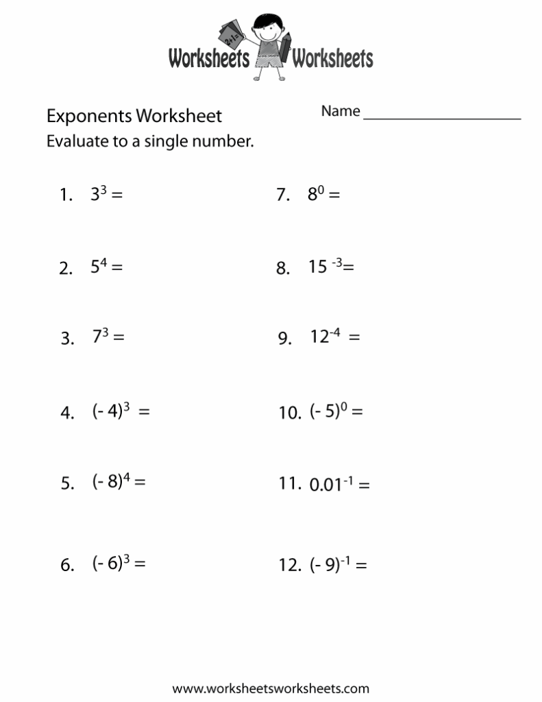 Free Printable Exponents Worksheets - Printable Worksheets
