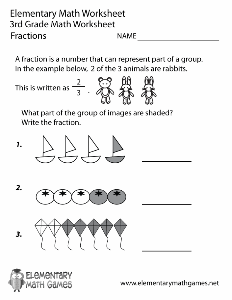 Free Printable Third Grade Fractions Worksheets - Printable Worksheets