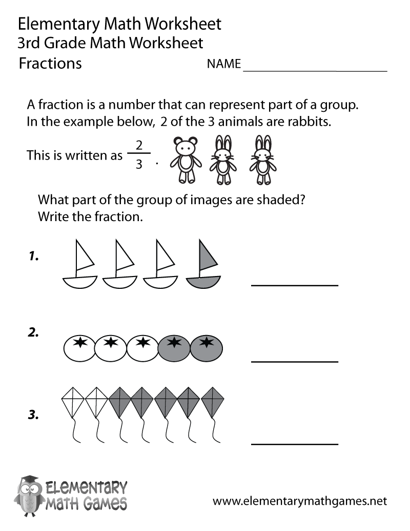 Free Printable Fraction Worksheets 3rd Grade - Printable Worksheets