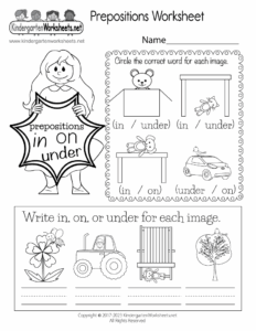 Free Printable Preposition Worksheets Kindergarten - Printable Worksheets
