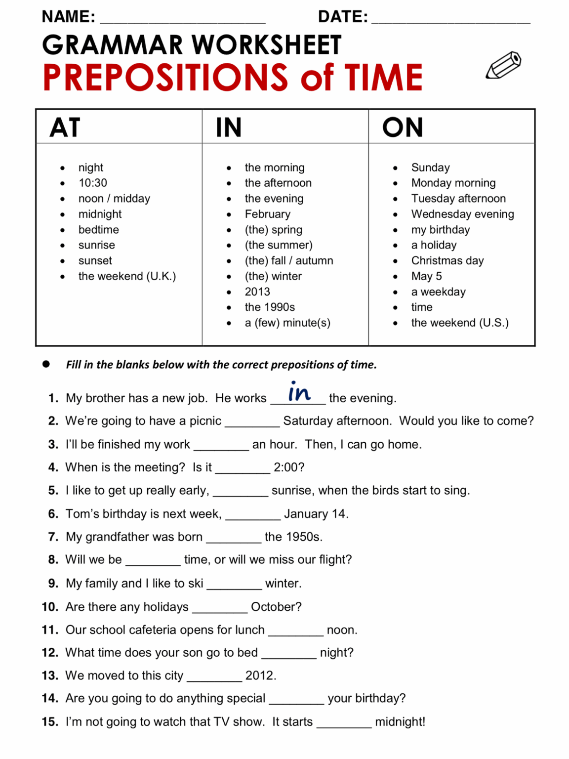 Free Printable English Grammar Worksheets Esl - Printable Worksheets