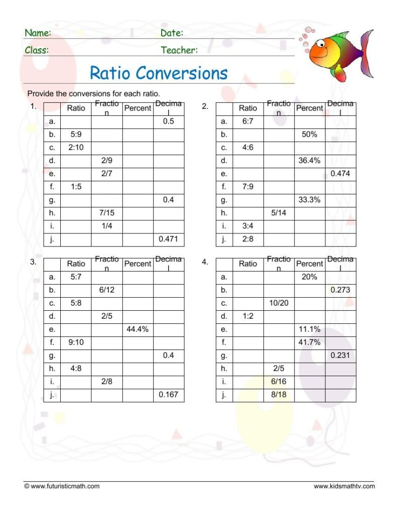 Free Printable Ratio Table Worksheets - Printable Worksheets