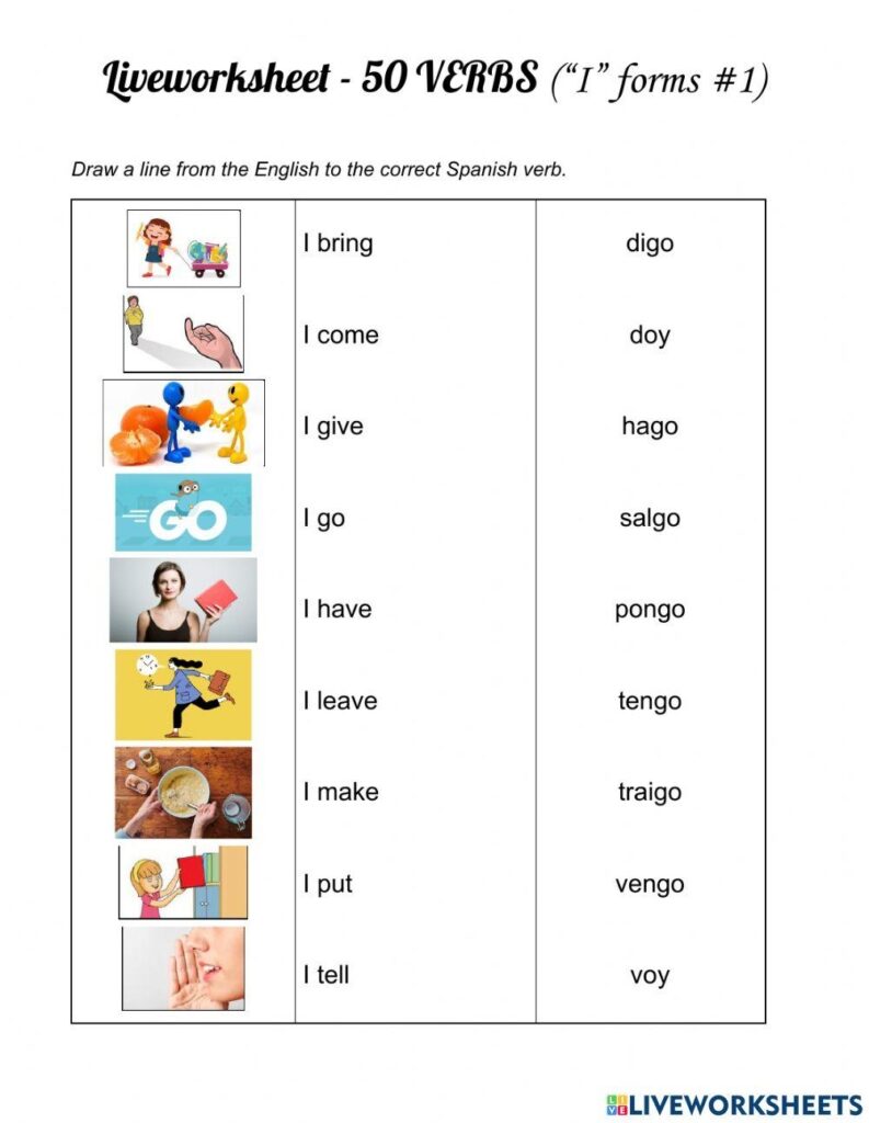 Free Printable Worksheet Of Spanish Verbs - Printable Worksheets