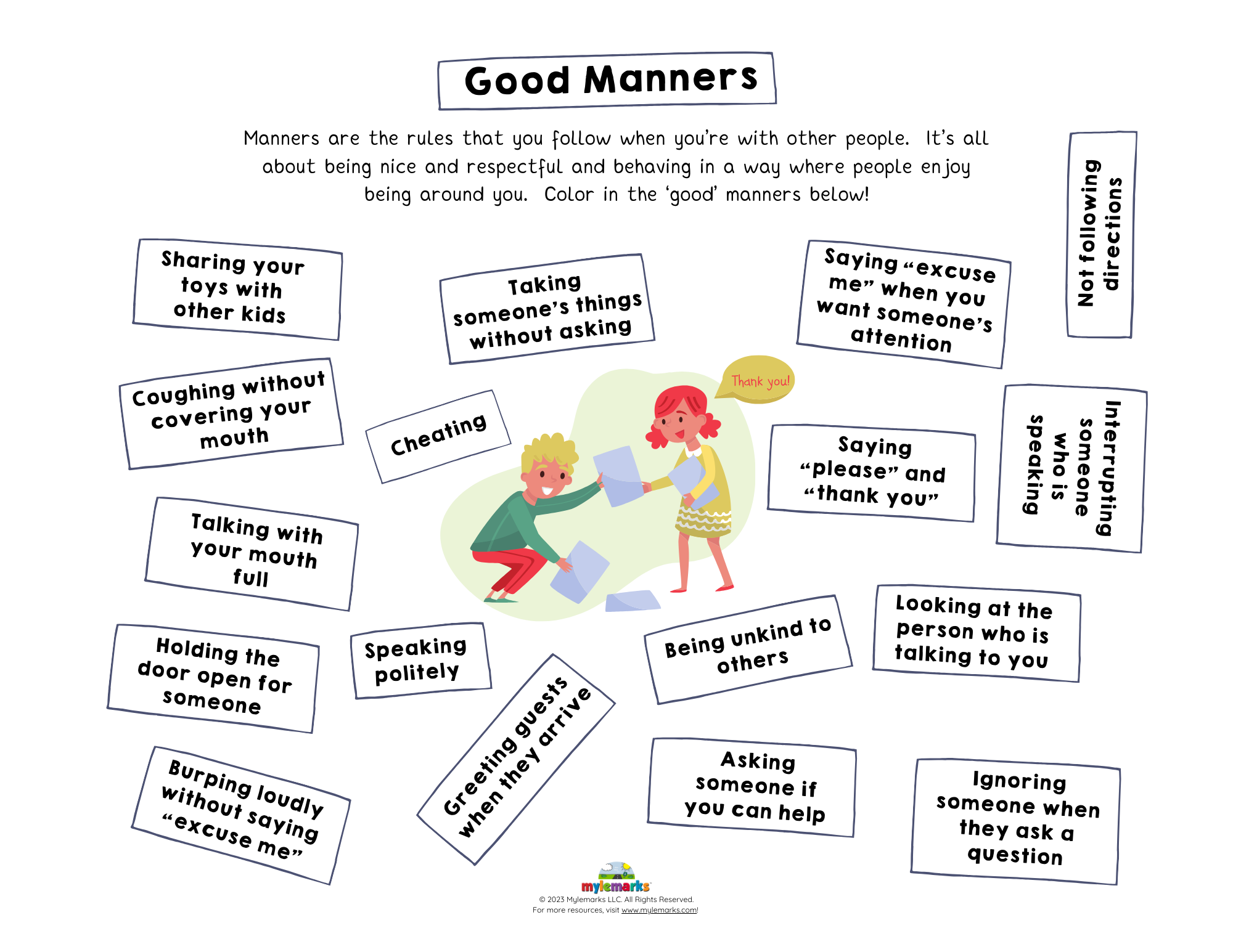 Free Printable Manners Worksheets - Printable Worksheets