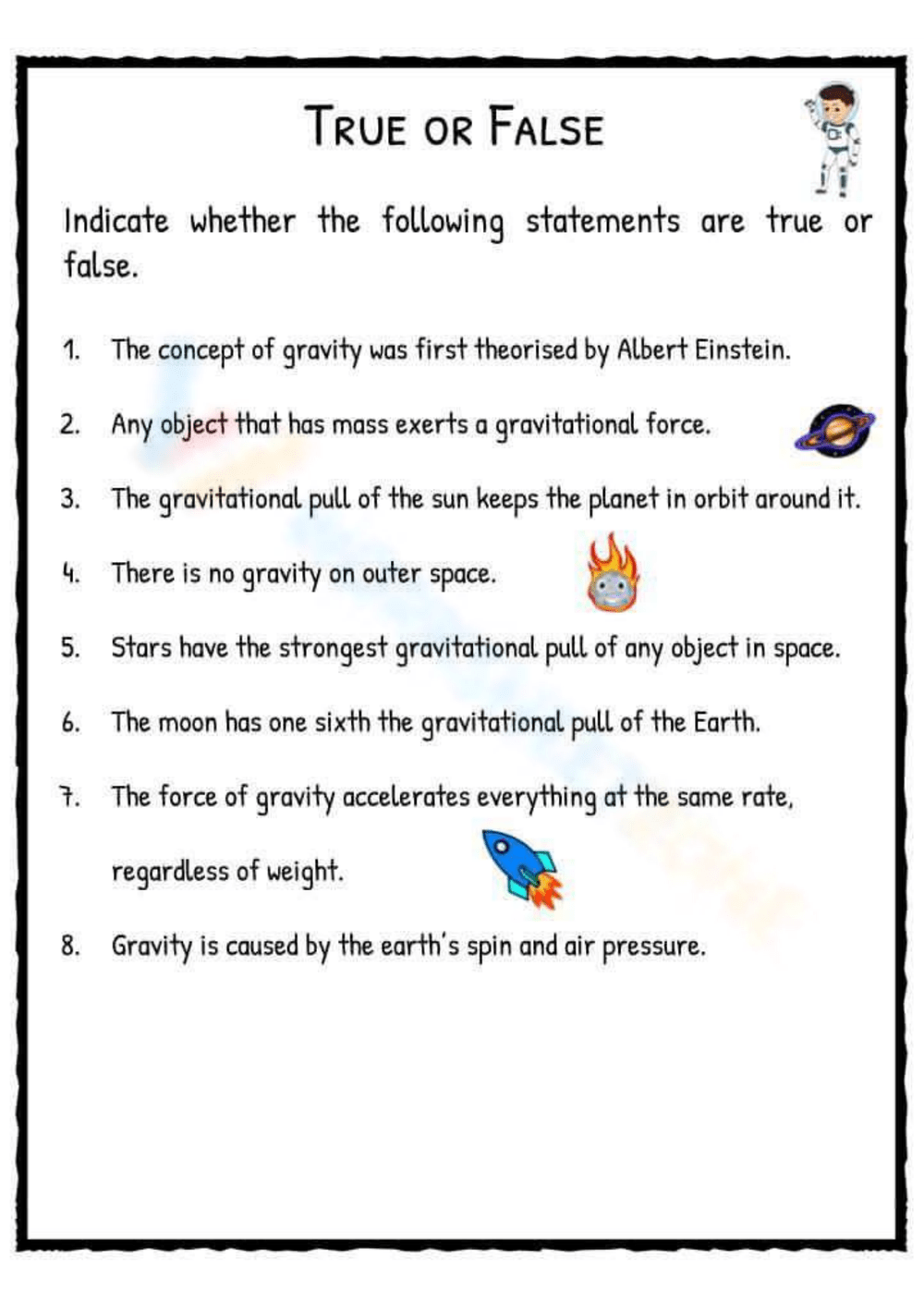 Free Printable Gravity Worksheets - Printable Worksheets