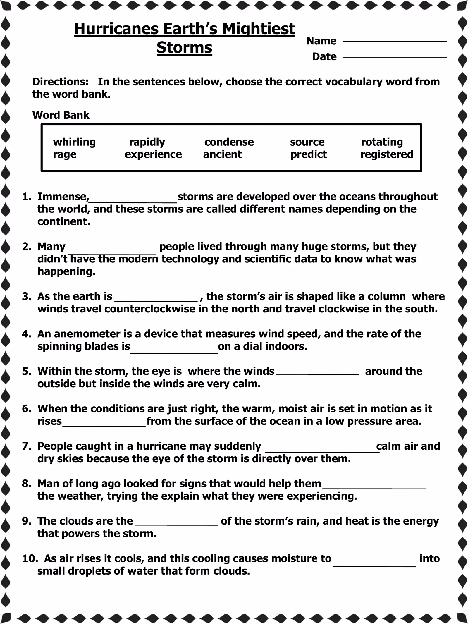 Free Printable Hurricane Worksheets - Printable Worksheets