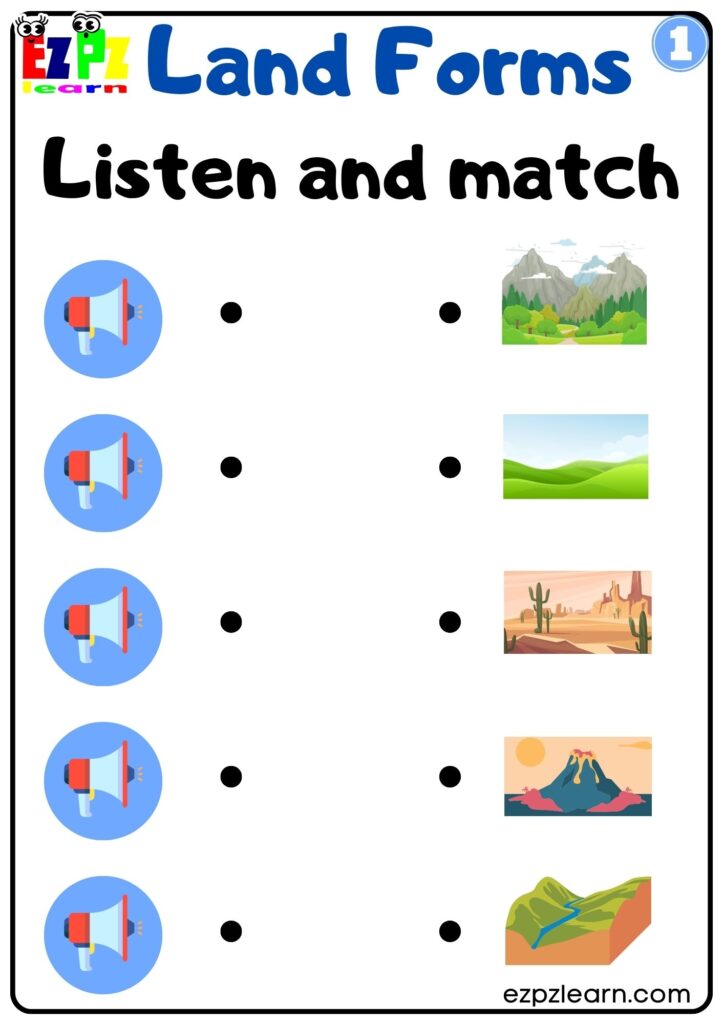 Landform Matching Worksheets Free Printable - Printable Worksheets