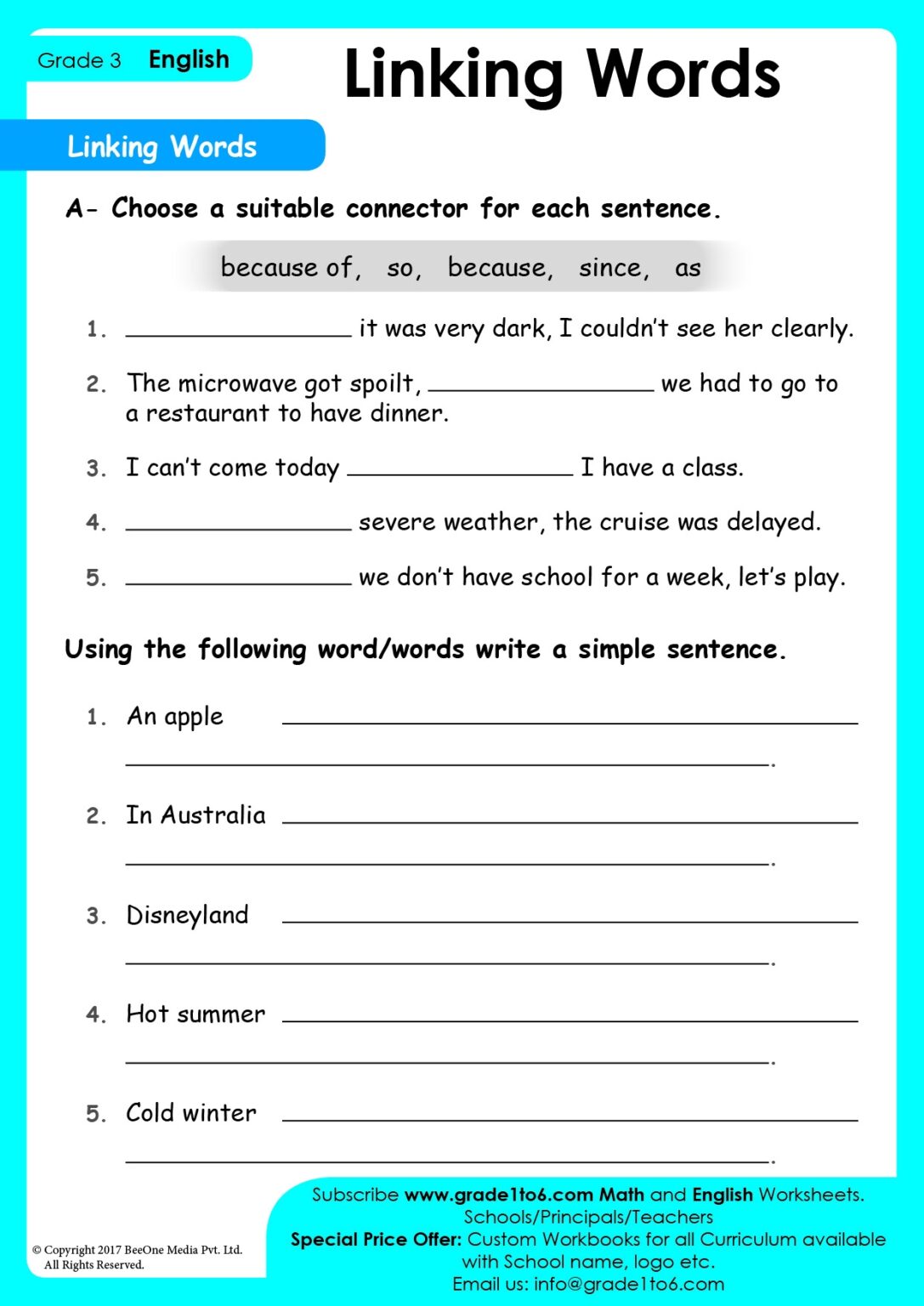 Free Printable Linking Words Worksheets - Printable Worksheets