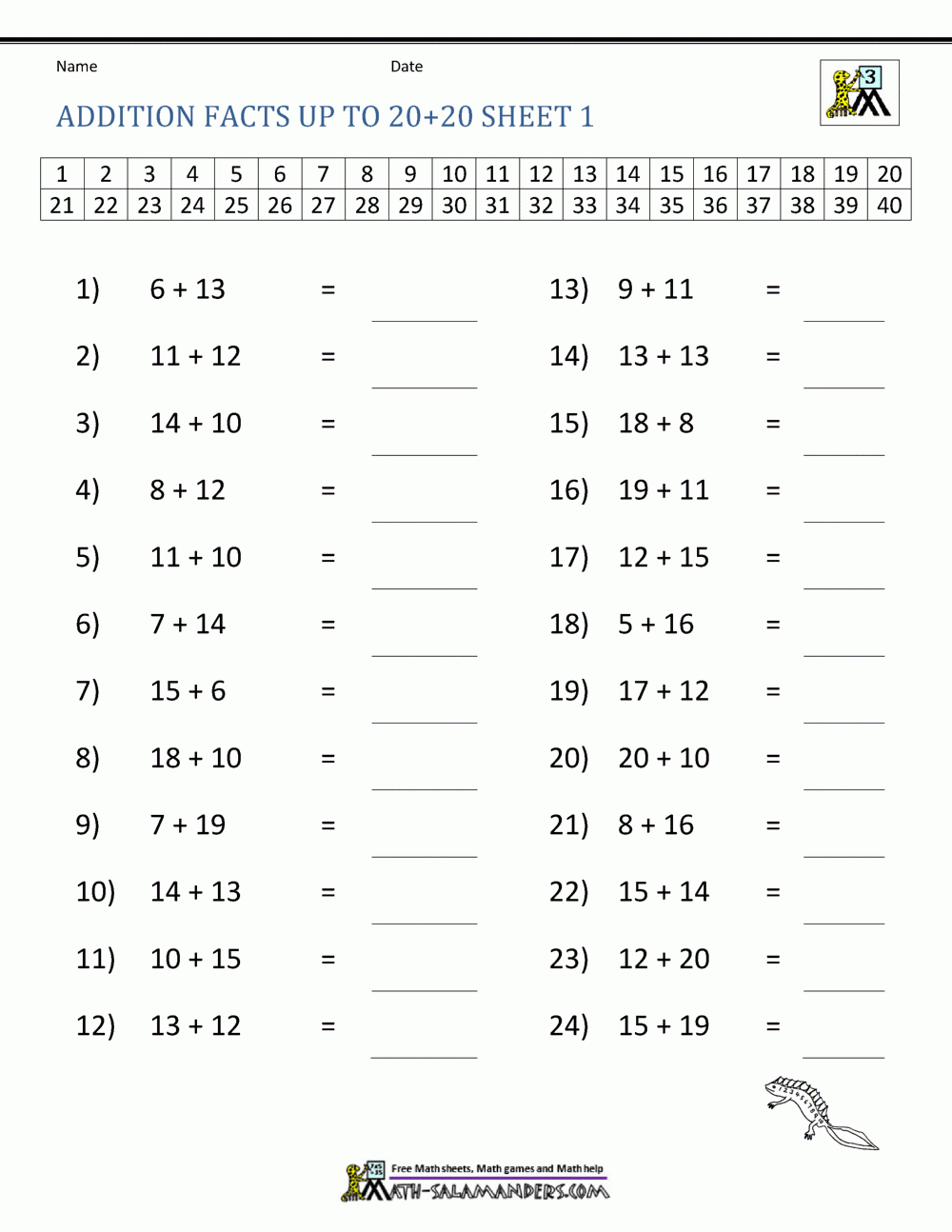 Free Printable Basic Addition Facts Worksheets - Printable Worksheets