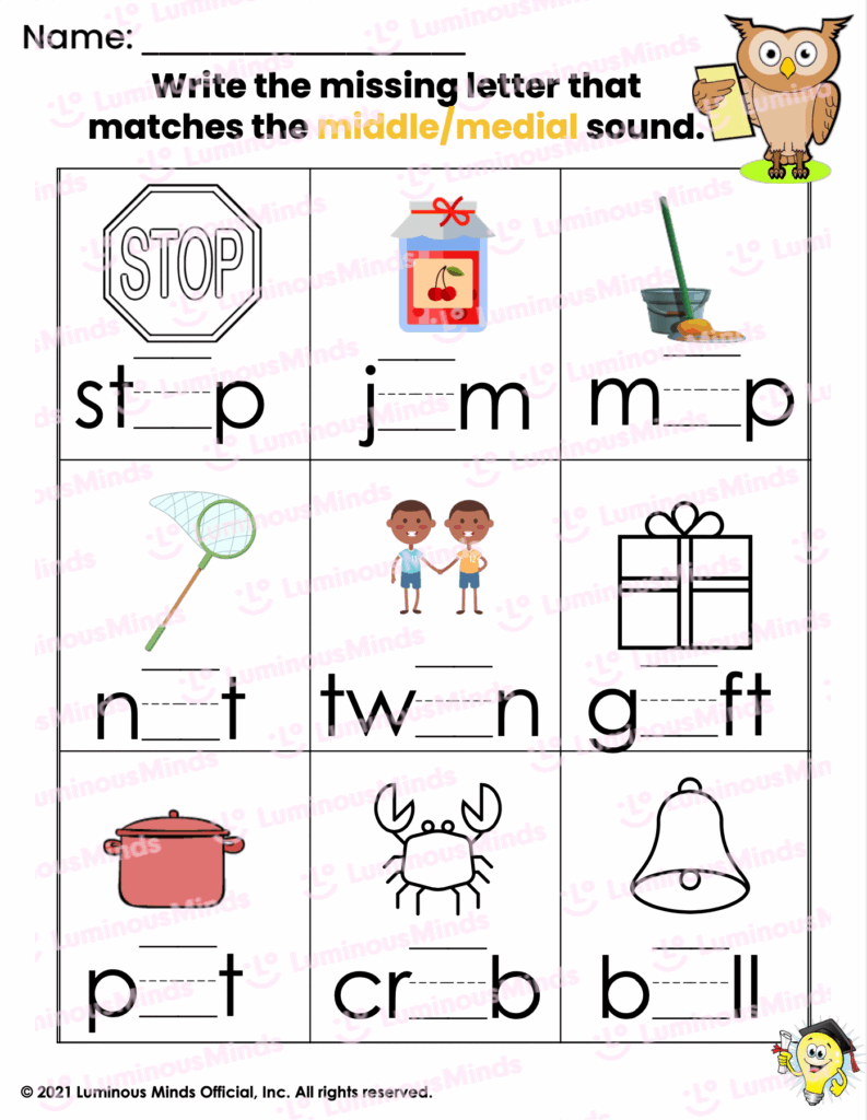 Free Printable Medial Sounds Worksheets - Printable Worksheets