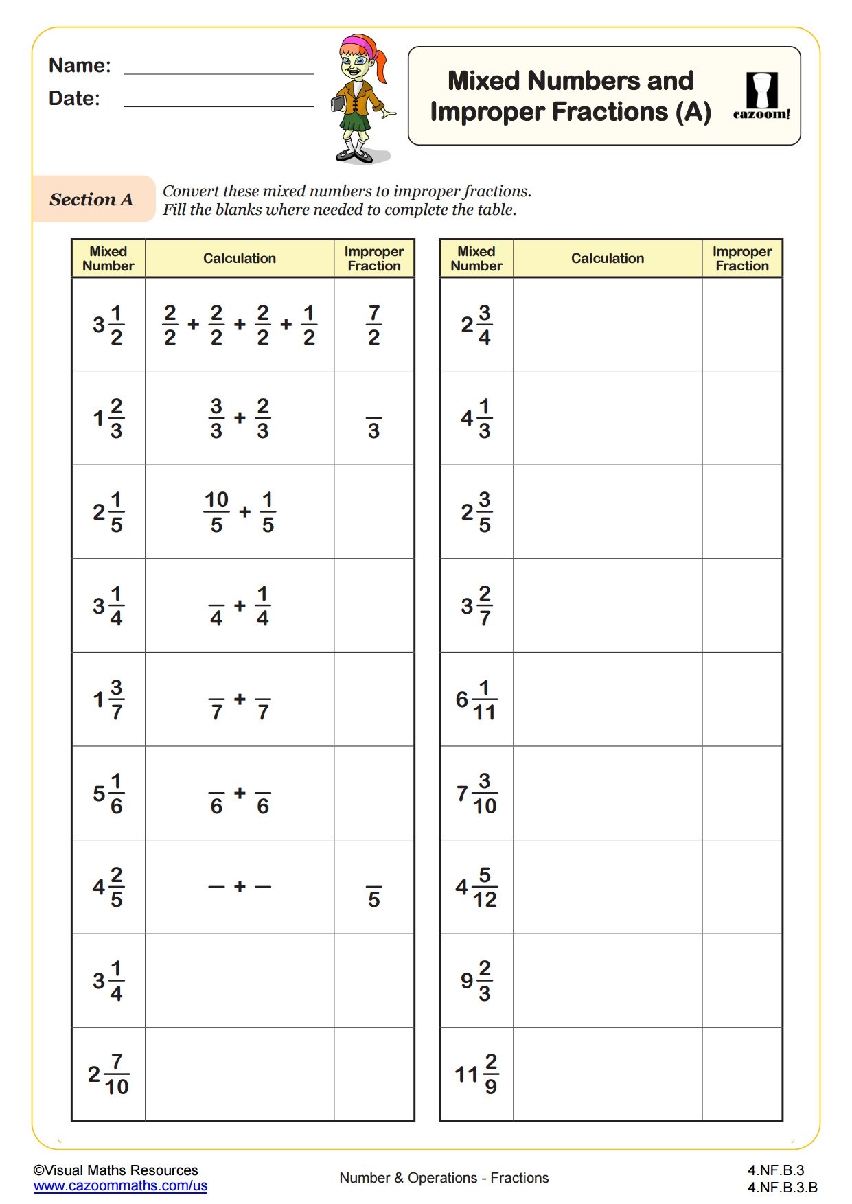 Free Printable Mixed Number Worksheets - Printable Worksheets
