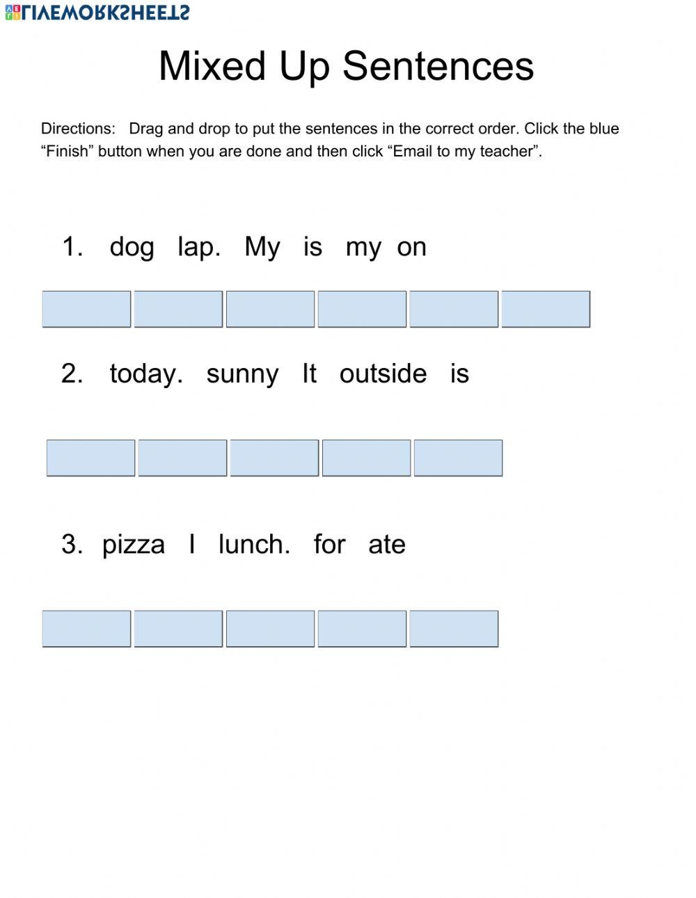 Free Printable Mixed Up Sentences Worksheets - Printable Worksheets