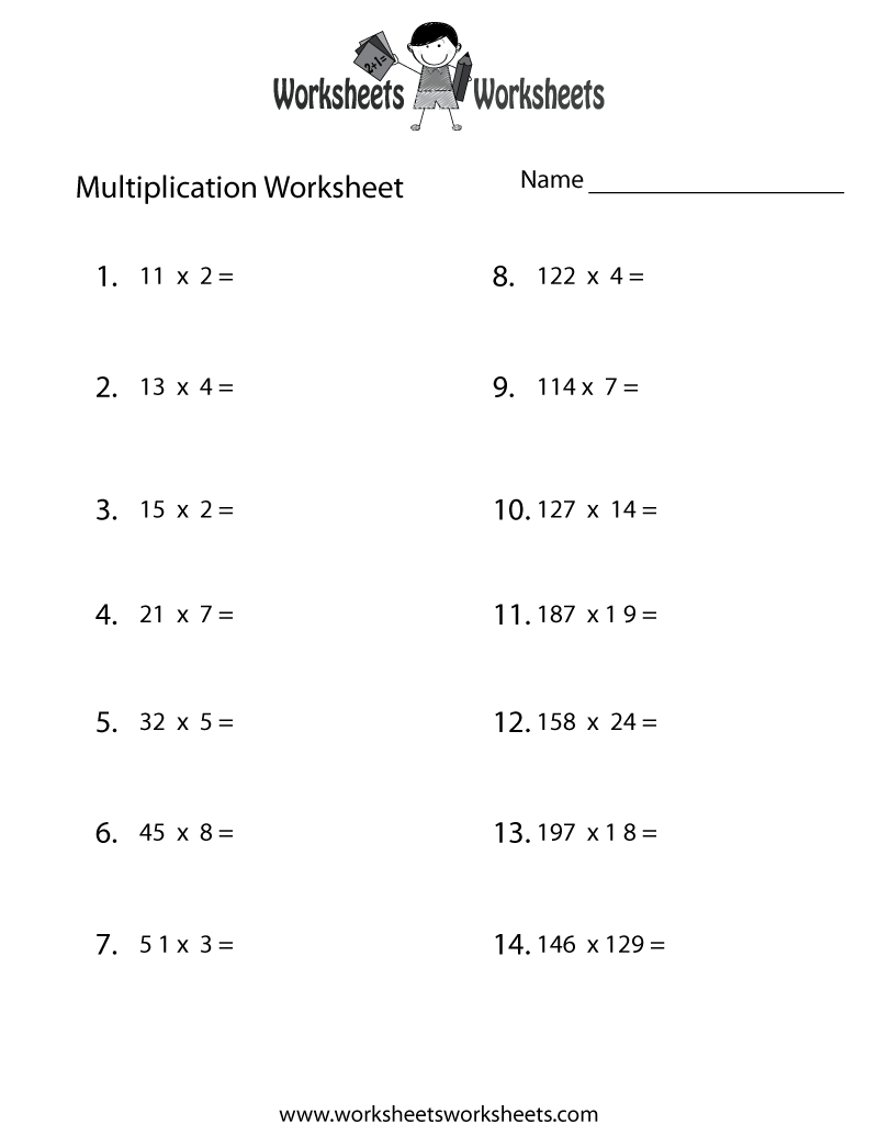 Math Worksheets Multiplication Free Printable - Printable Worksheets