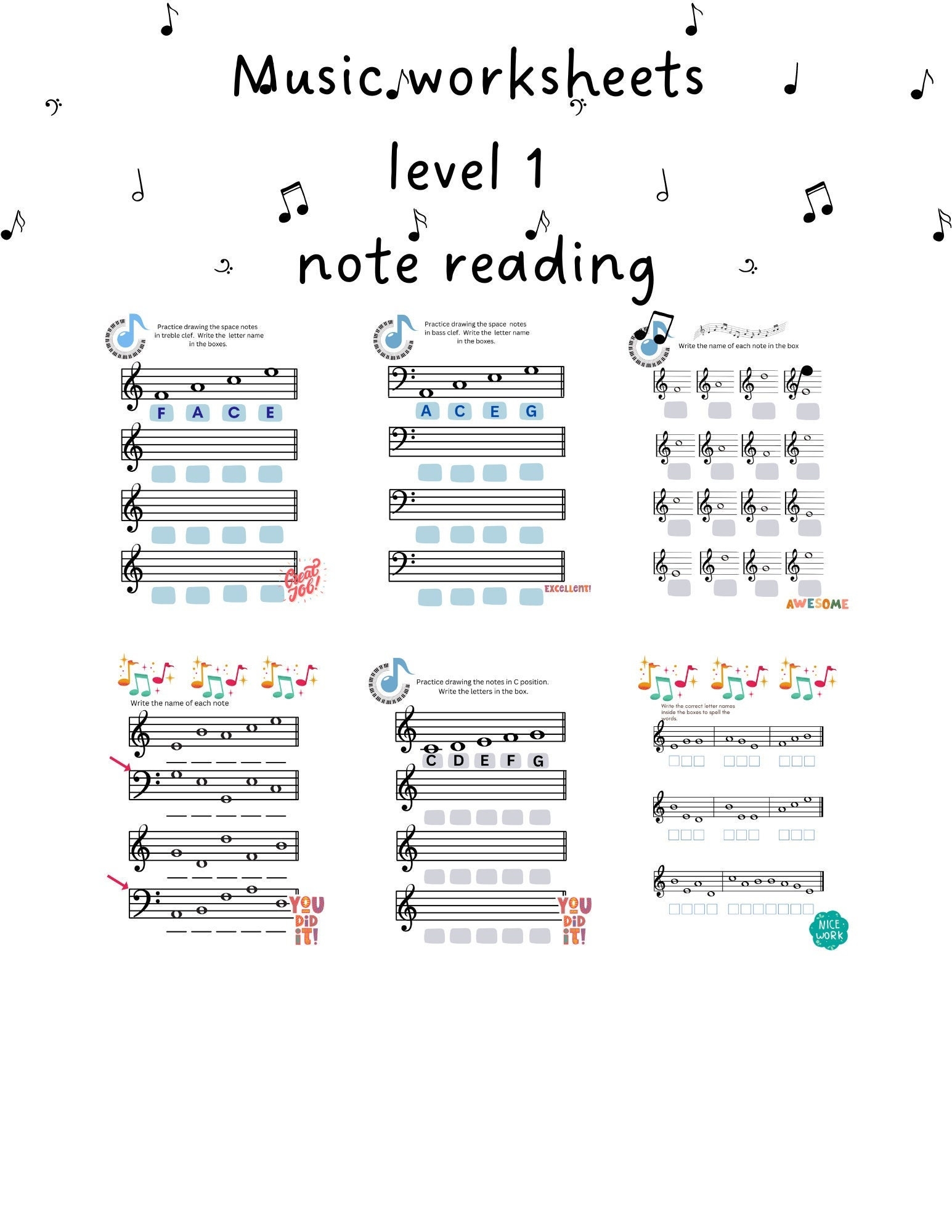 Free Printable Music Note Reading Worksheets - Printable Worksheets