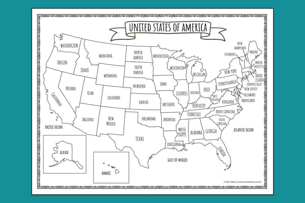 Free Printable United States Map Worksheets - Printable Worksheets
