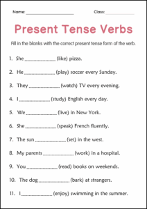 Free Printable Present Tense Verbs Worksheets - Printable Worksheets