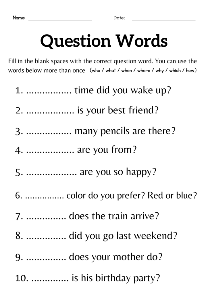 Wh Questions Free Printable Worksheets - Printable Worksheets