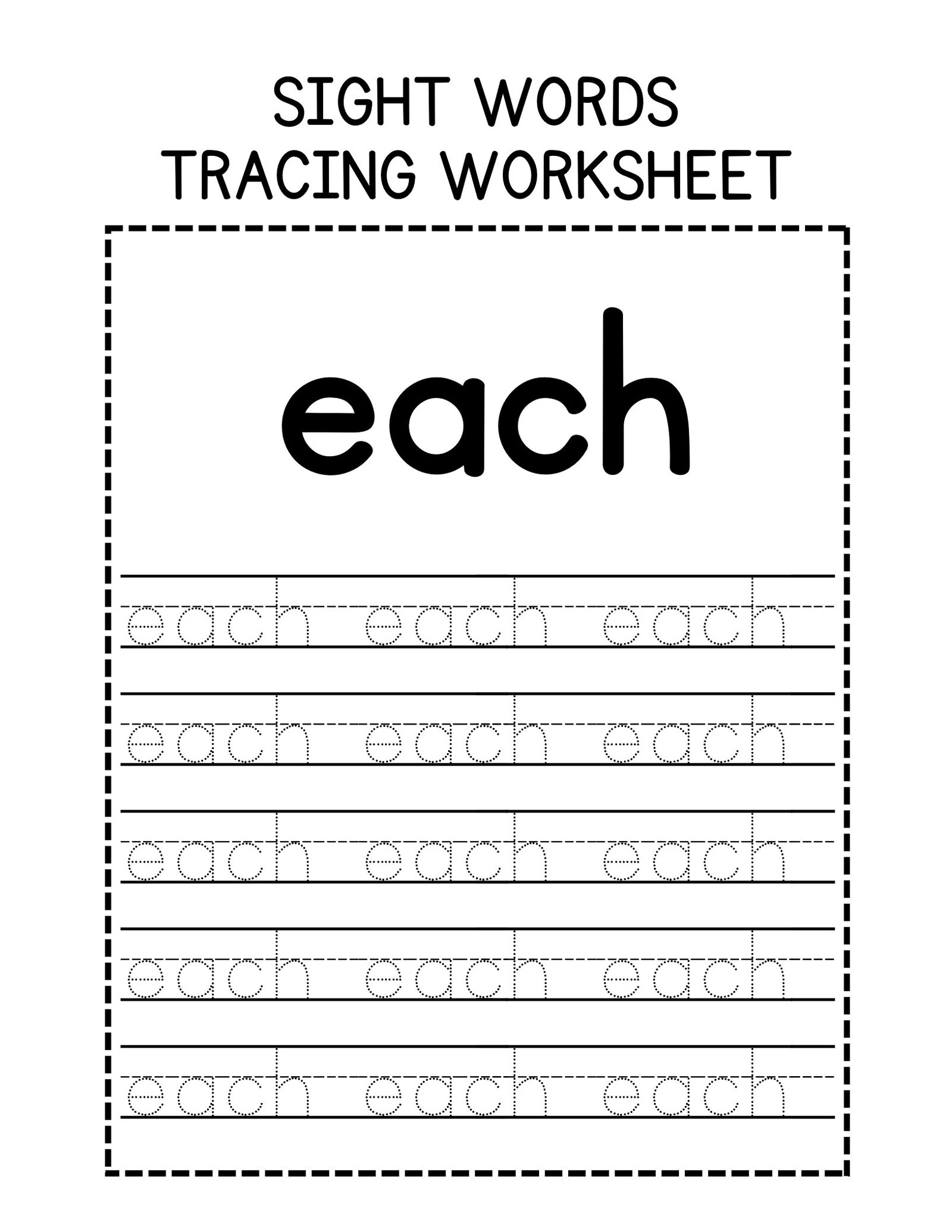 Free Printable Sight Word Tracing Worksheets - Printable Worksheets