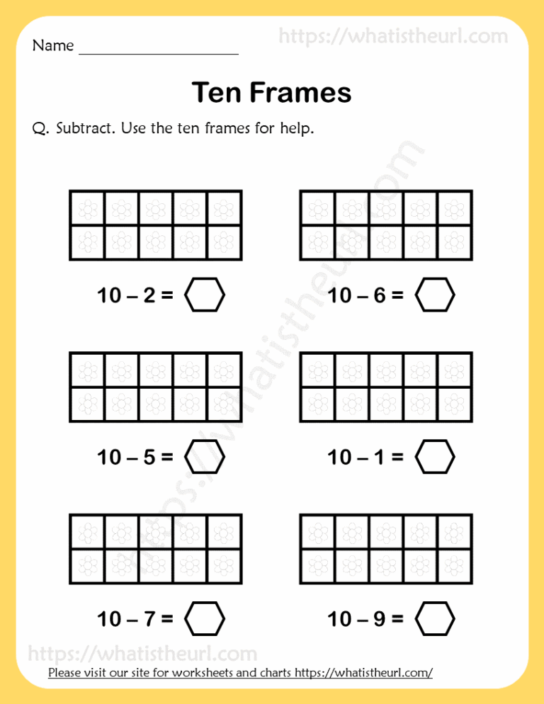 Ten Frame Subtraction Worksheets Free Printables - Printable Worksheets