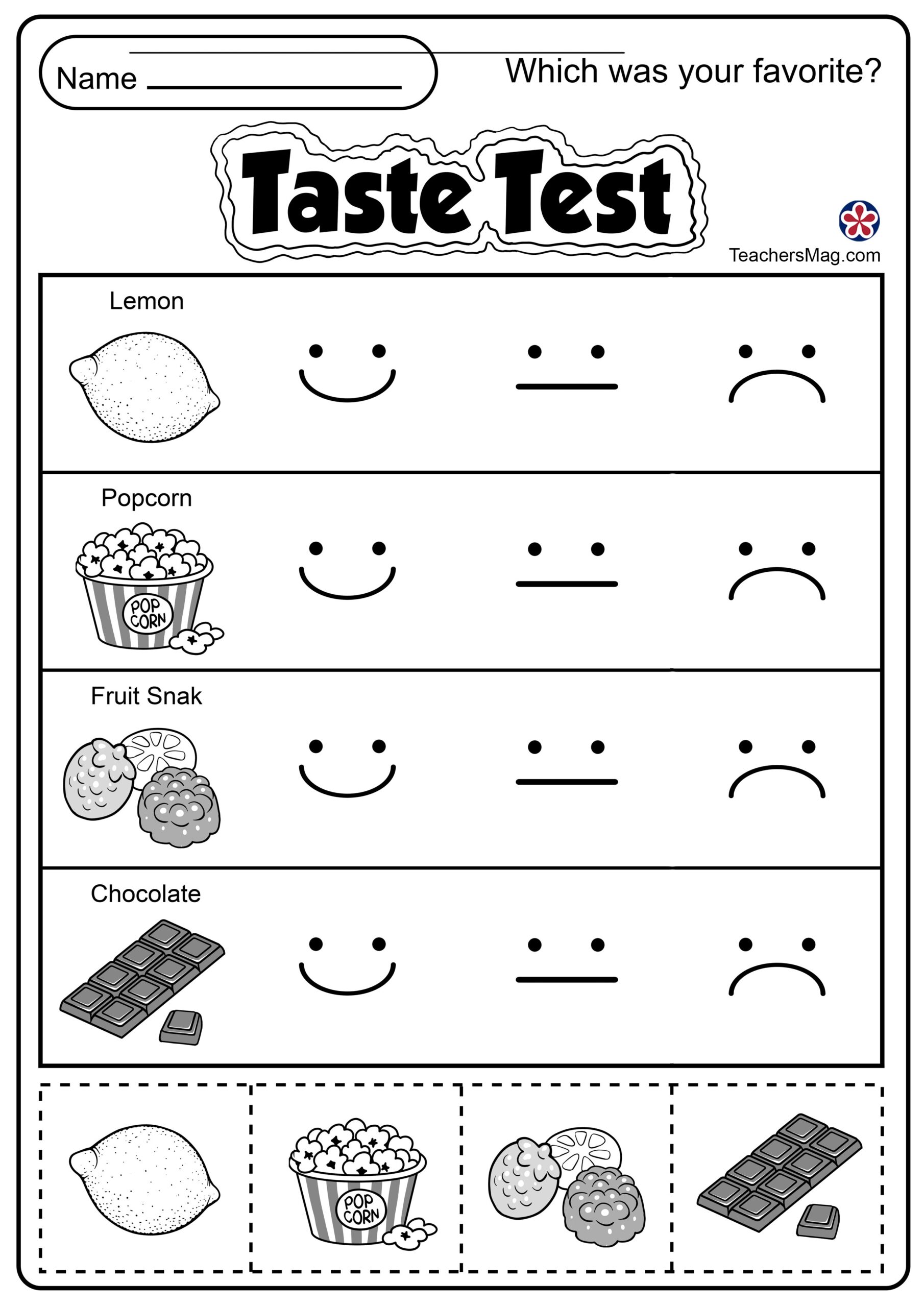 Free Printable Five Senses Tastes Worksheets - Printable Worksheets